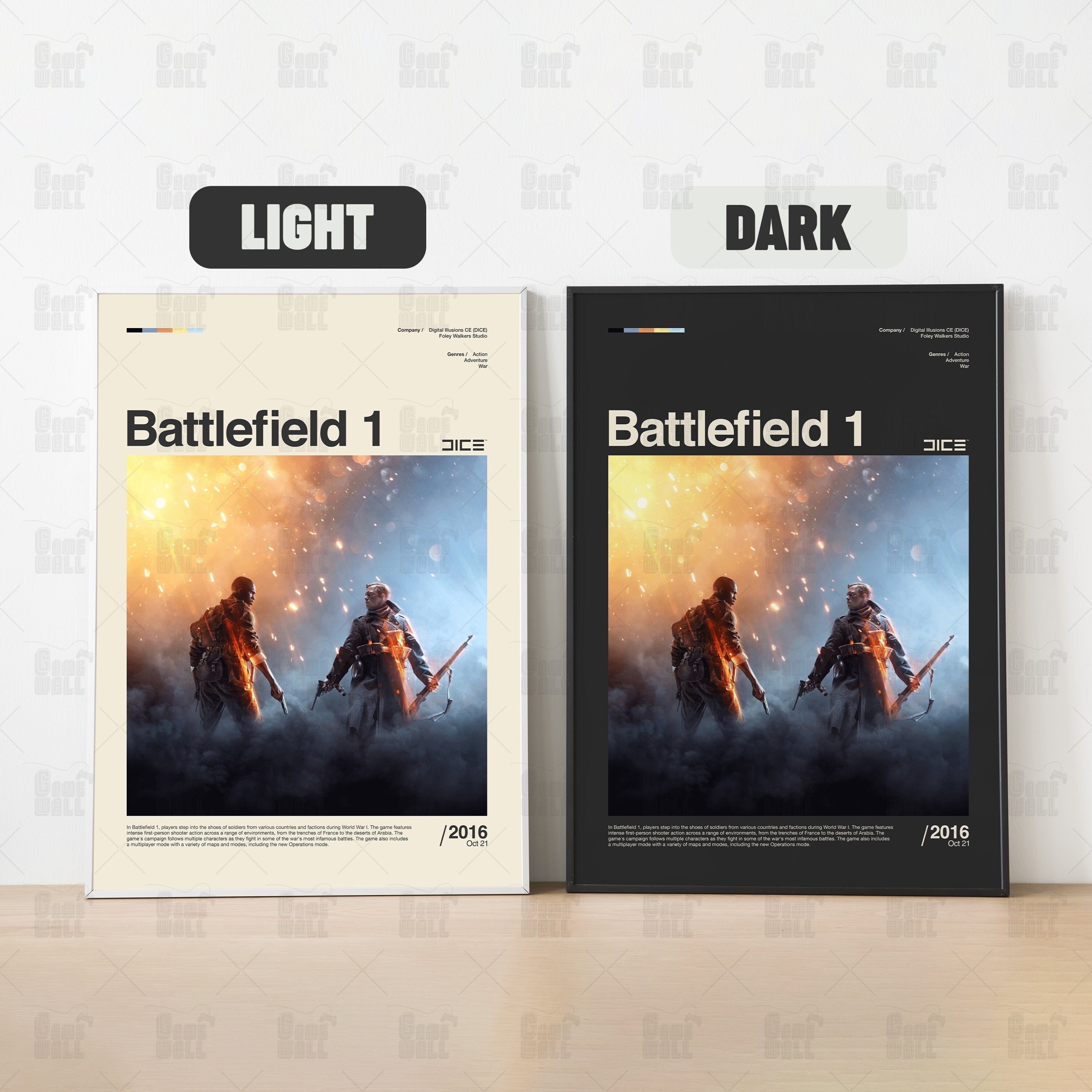 Battlefield 1 Poster, Gaming Room Poster, Gaming Wall Poster, Gaming ...