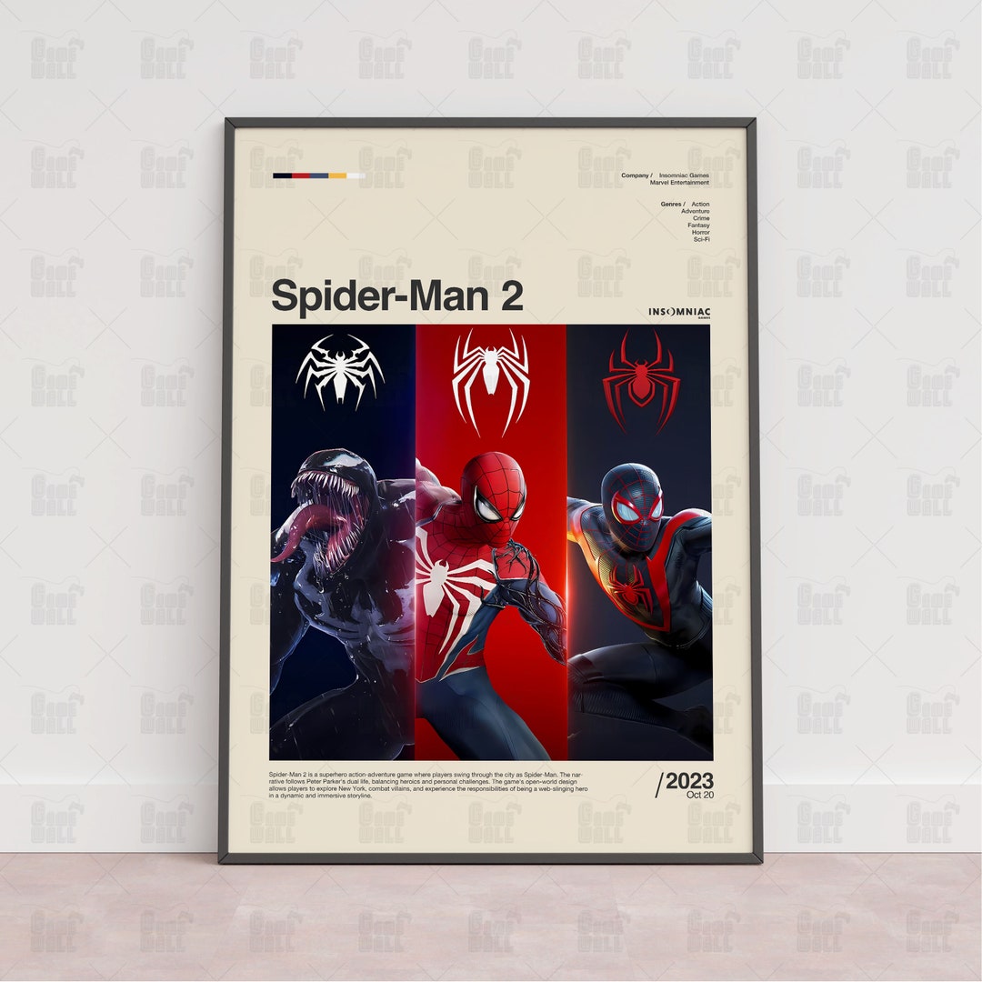 Spider-man 2 Poster, Gaming Room Poster, Gaming Wall Poster, Gaming ...