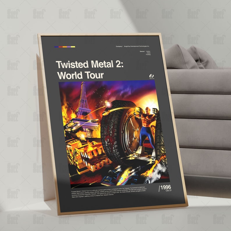 Twisted Metal 2 World Tour Poster, Gaming Room Poster, Gaming Wall ...