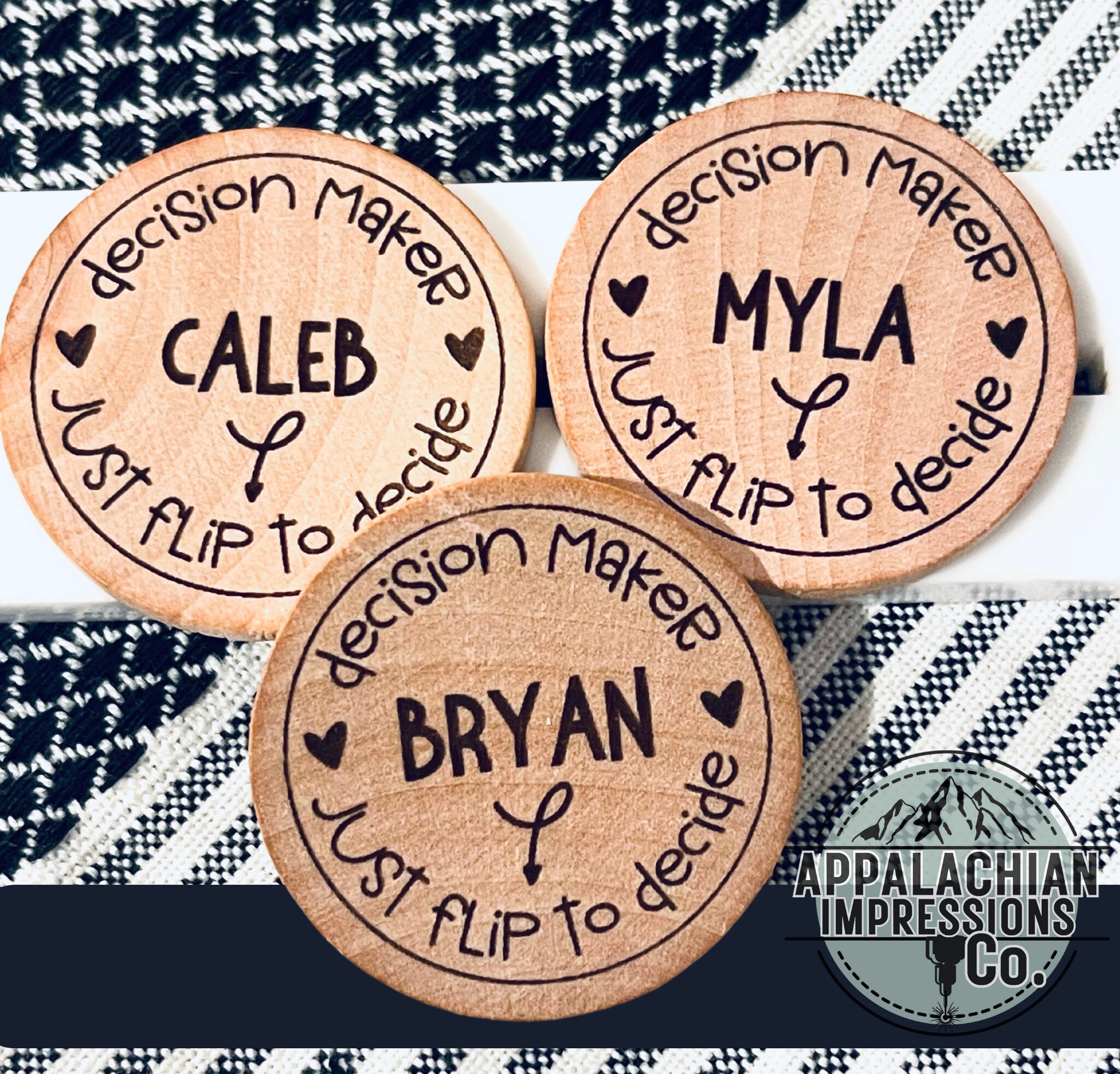 Personalized Decision Maker Coin, Custom Engraved Wooden Coin for ...