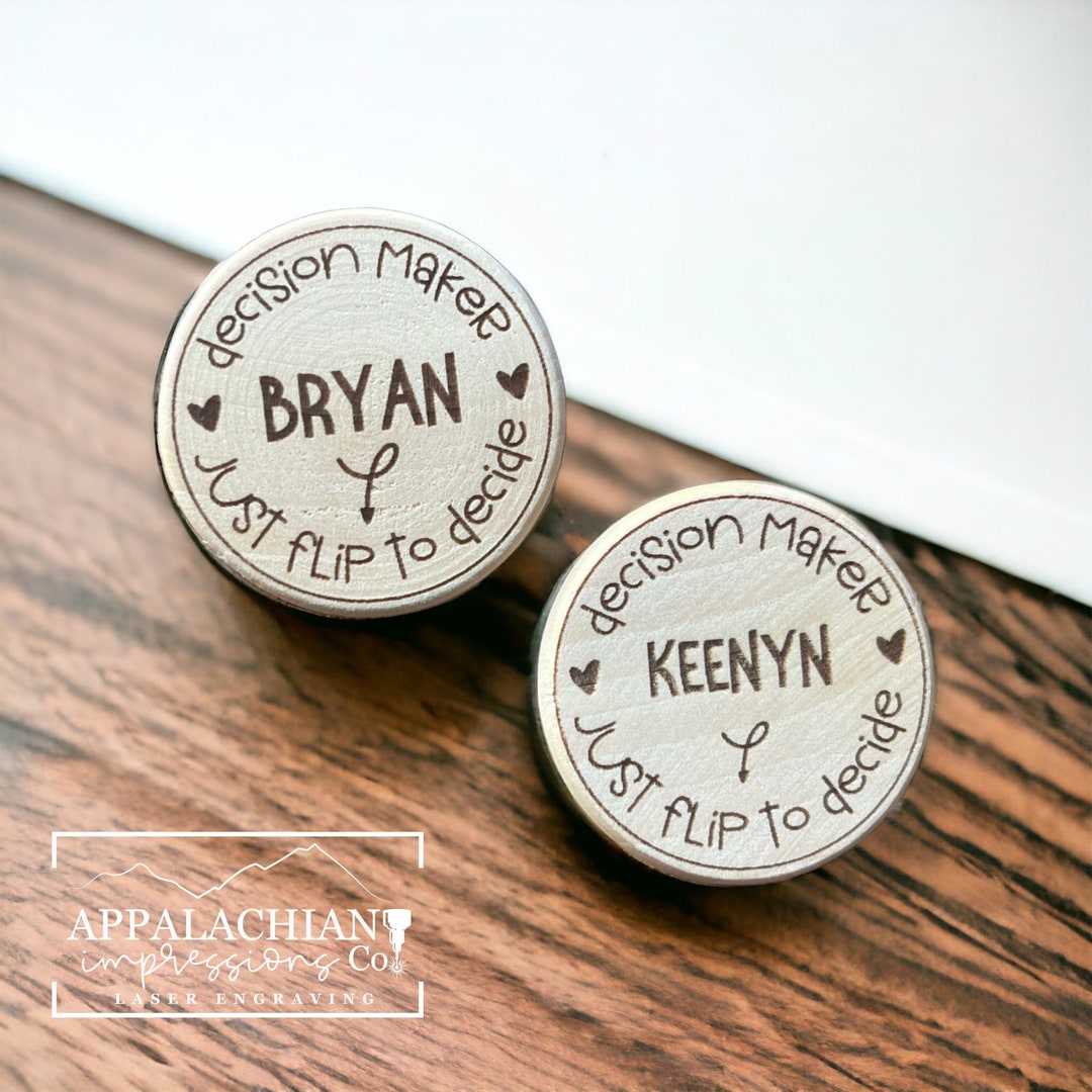 Personalized Decision Maker Coin, Custom Engraved Wooden Coin for ...