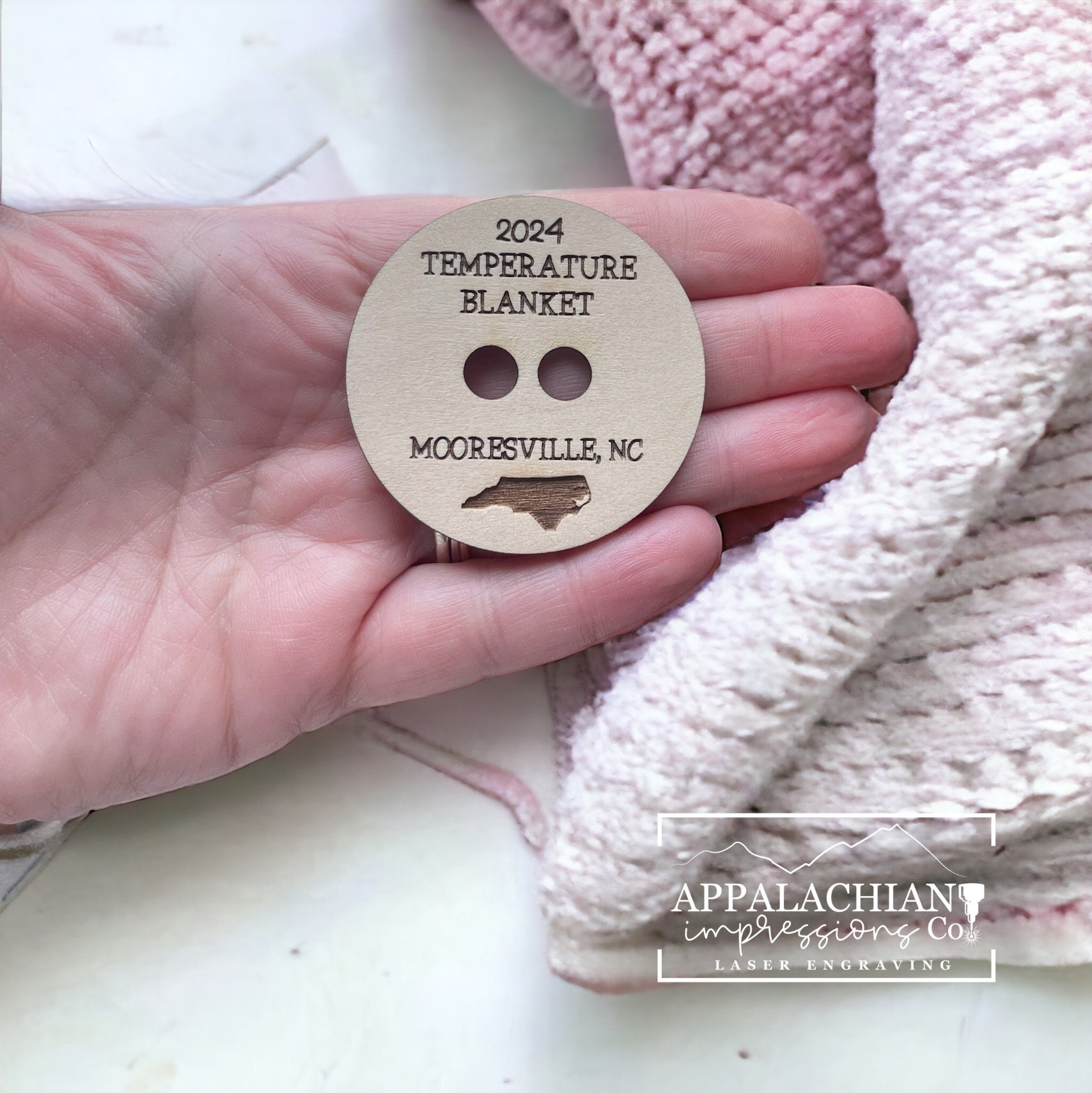 Temperature Blanket Button, Custom Engraved 2 Inch Blanket Button ...