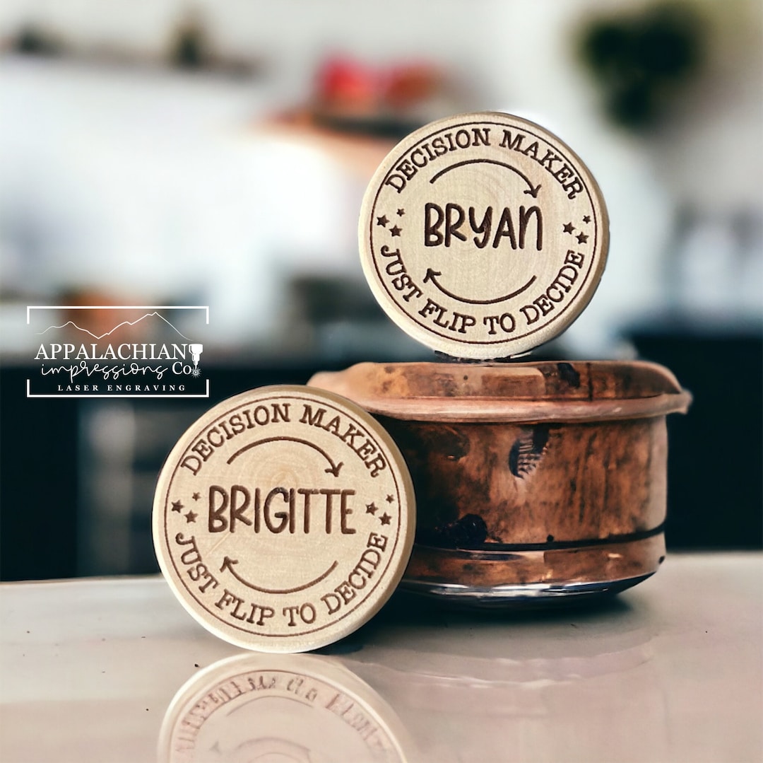 Personalized Decision Maker Coin, Custom Engraved Wooden Coin for ...