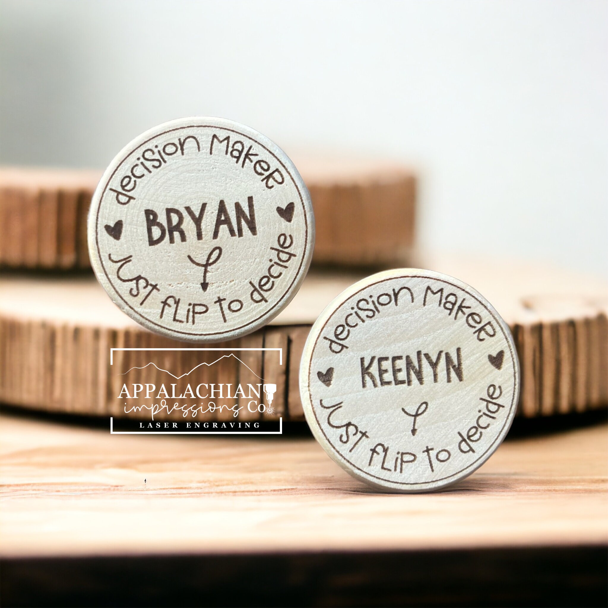 Personalized Decision Maker Coin, Custom Engraved Wooden Coin for ...