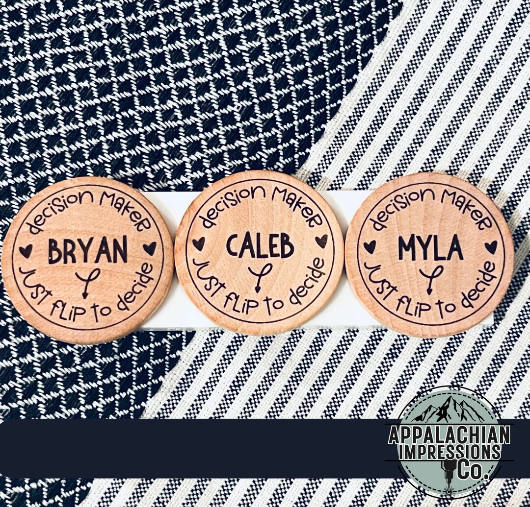 Personalized Decision Maker Coin, Custom Engraved Wooden Coin for ...