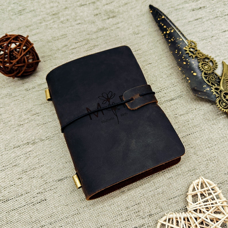 Custom Crazy Horse Leather Anniversary Notebook, Replaceable Inner ...