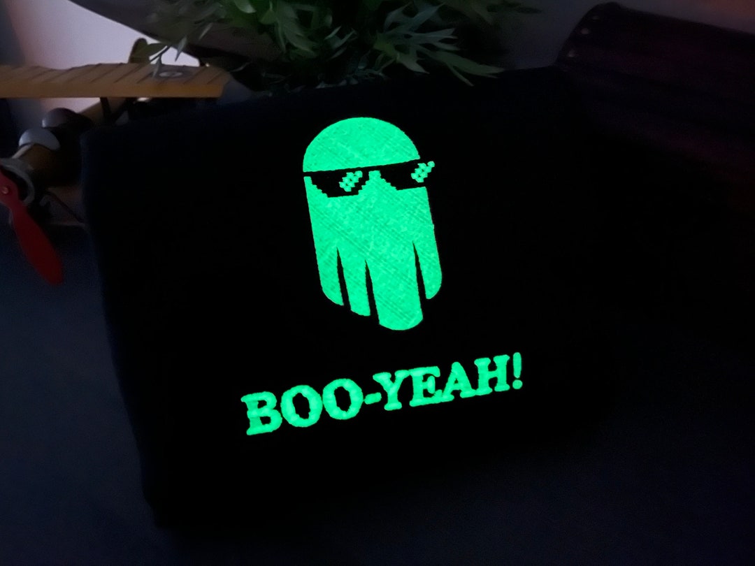 BOO-YEAH Glow in the Dark Halloween Embroidered Sweatshirt Crew Neck - Etsy