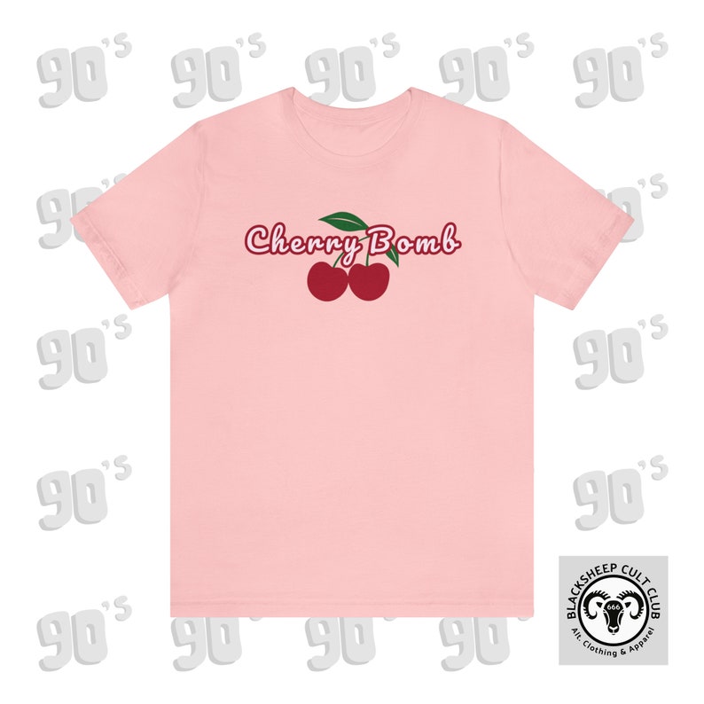Cherry Bomb Design Jersey Tee 90s Cherries Logo Style T-shirt 100% ...