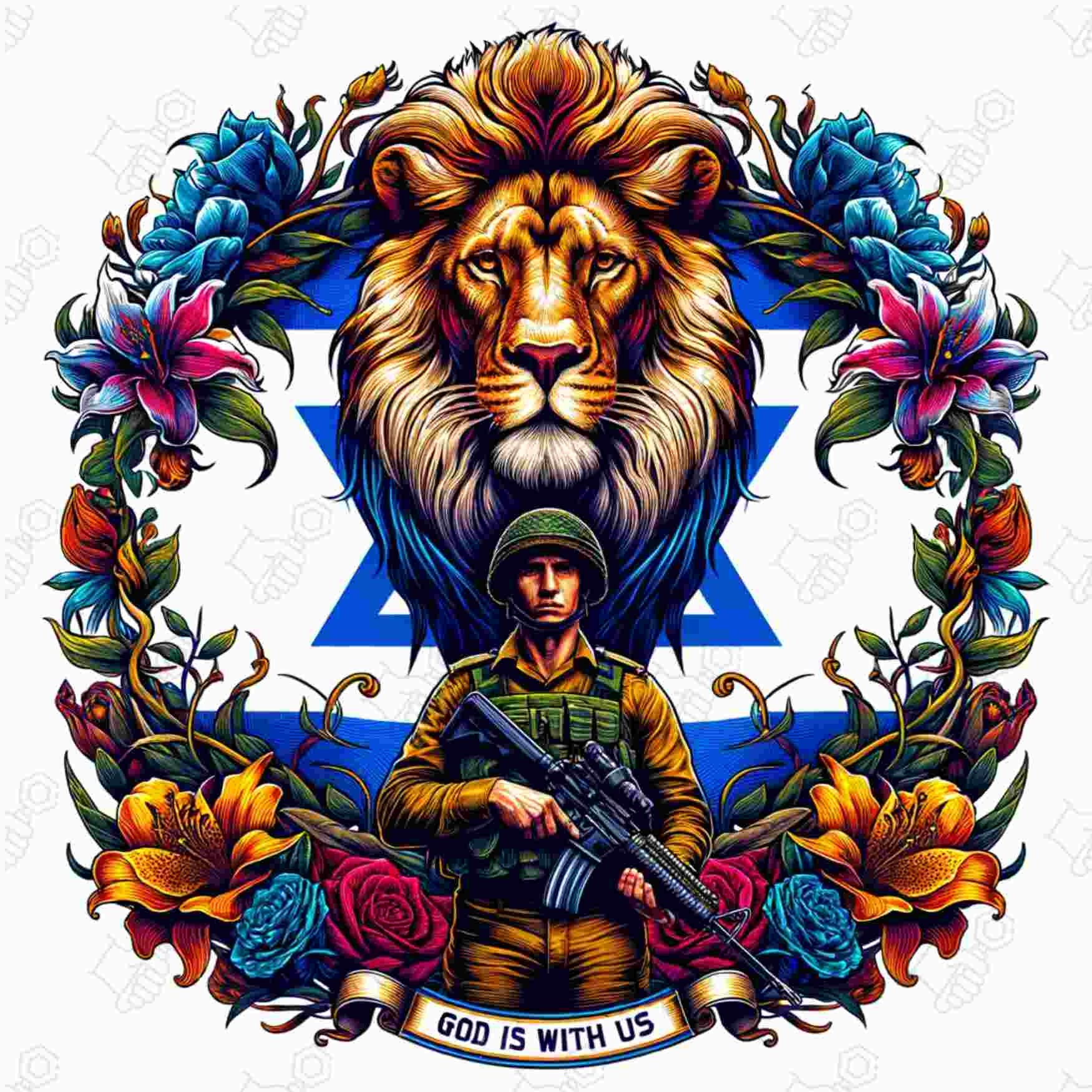 God is With Us - Soldier - I Love Israel - PNG SVG - Lion Heart - Idf ...