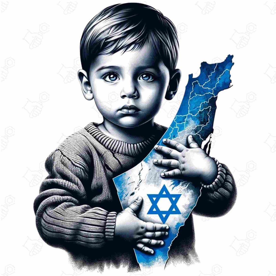 Israel's Future - Boy Embracing the Flag Digital Art - PNG SVG - Etsy