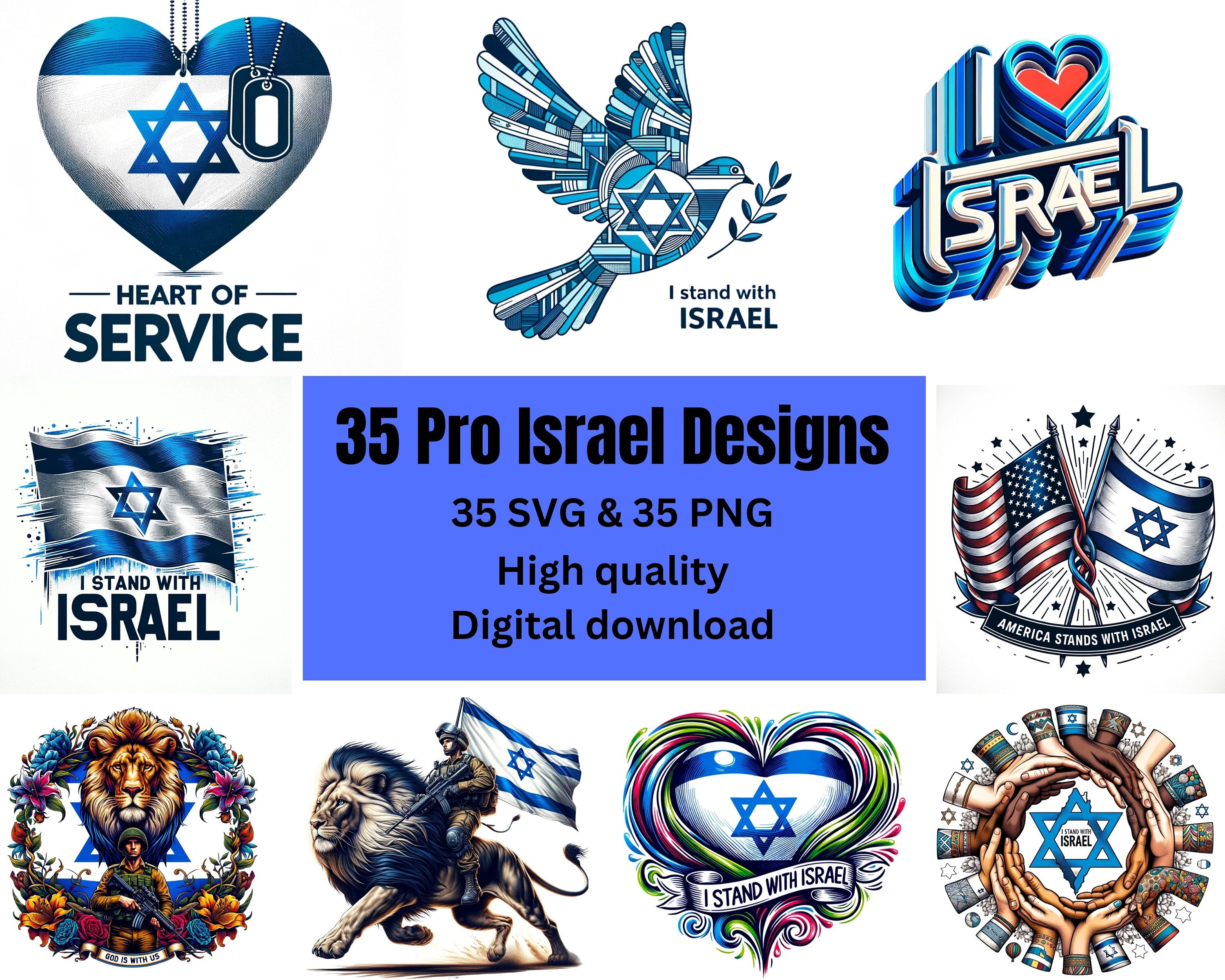 Ultimate Pro-israeli Digital Design Bundle - SVG & PNG - Stand With ...