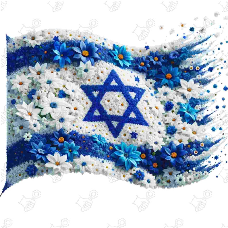 Floral Tribute - Israel's Flag in Blossoms - Support Edition - Blue ...