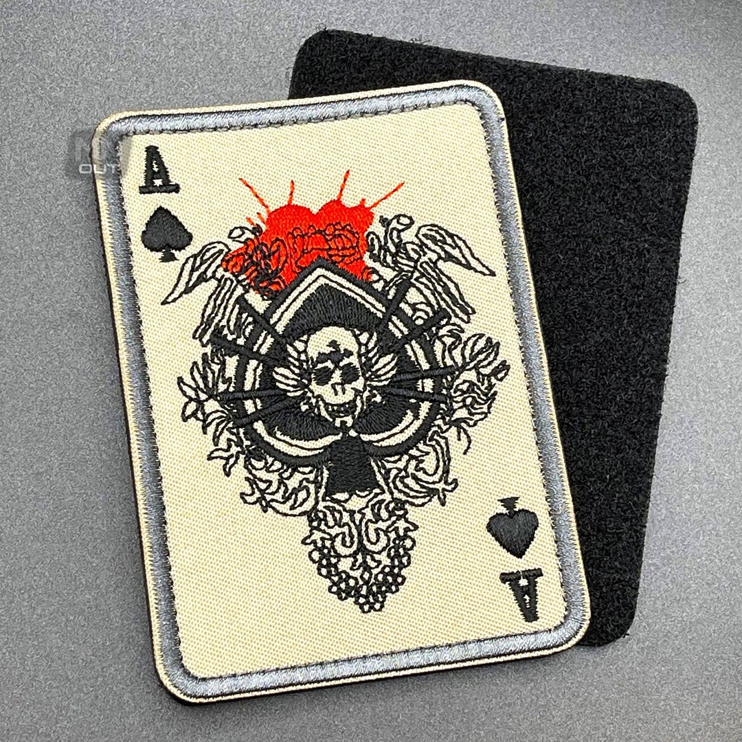 Ace of Spades Patch Hook & Loop, Fabric Death Card Cosplay Morale ...