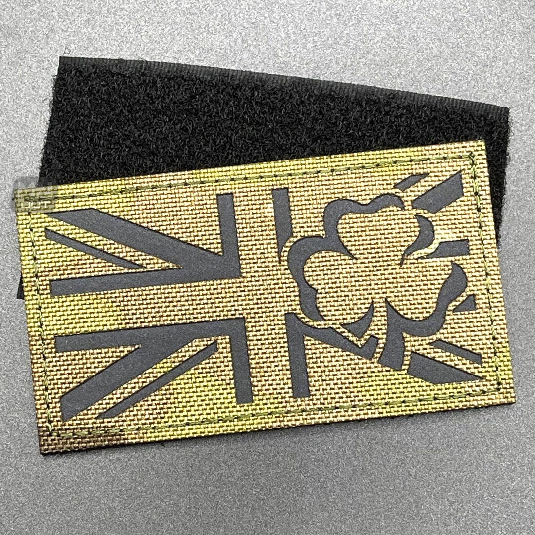 IRR MTP Camo Union Jack Irish Clover Patch Hook & Loop, Laser Cut ...