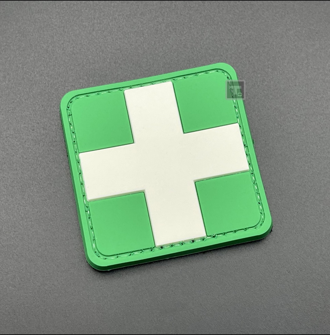 Bottle Green Medic Cross Patch Hook-lined, PVC Rubber First Aid Kit ...