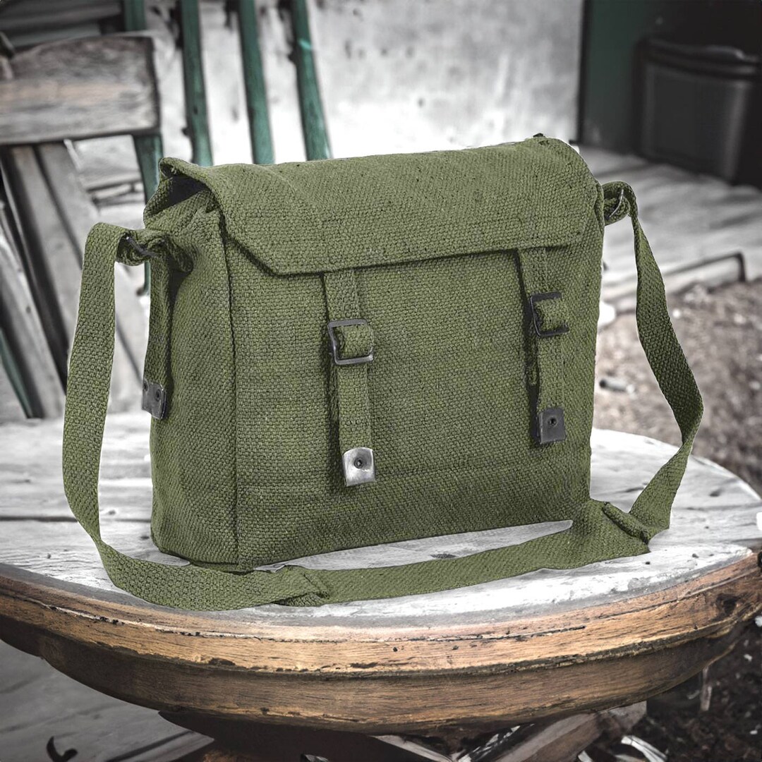 Canvas Webbing Haversack - Vintage Military Army Style Shoulder Bag ...