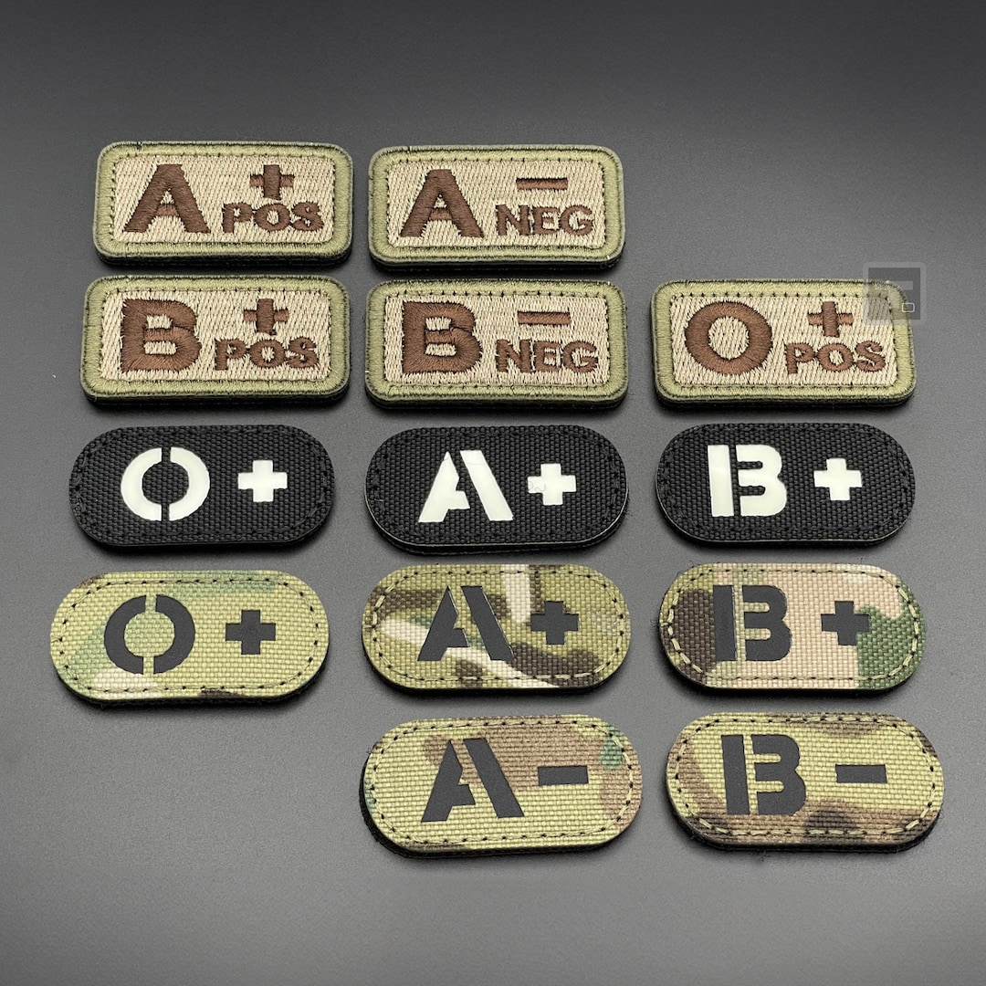 Blood Group Identifier Patch - Hook-lined, PVC Rubber - Military ...