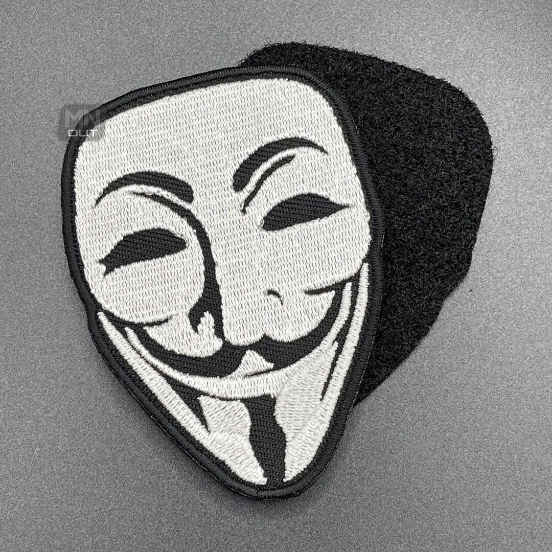 Guy Fawkes Mask Patch - Hook & Loop, Fabric, 8cm - Hacker Protest ...