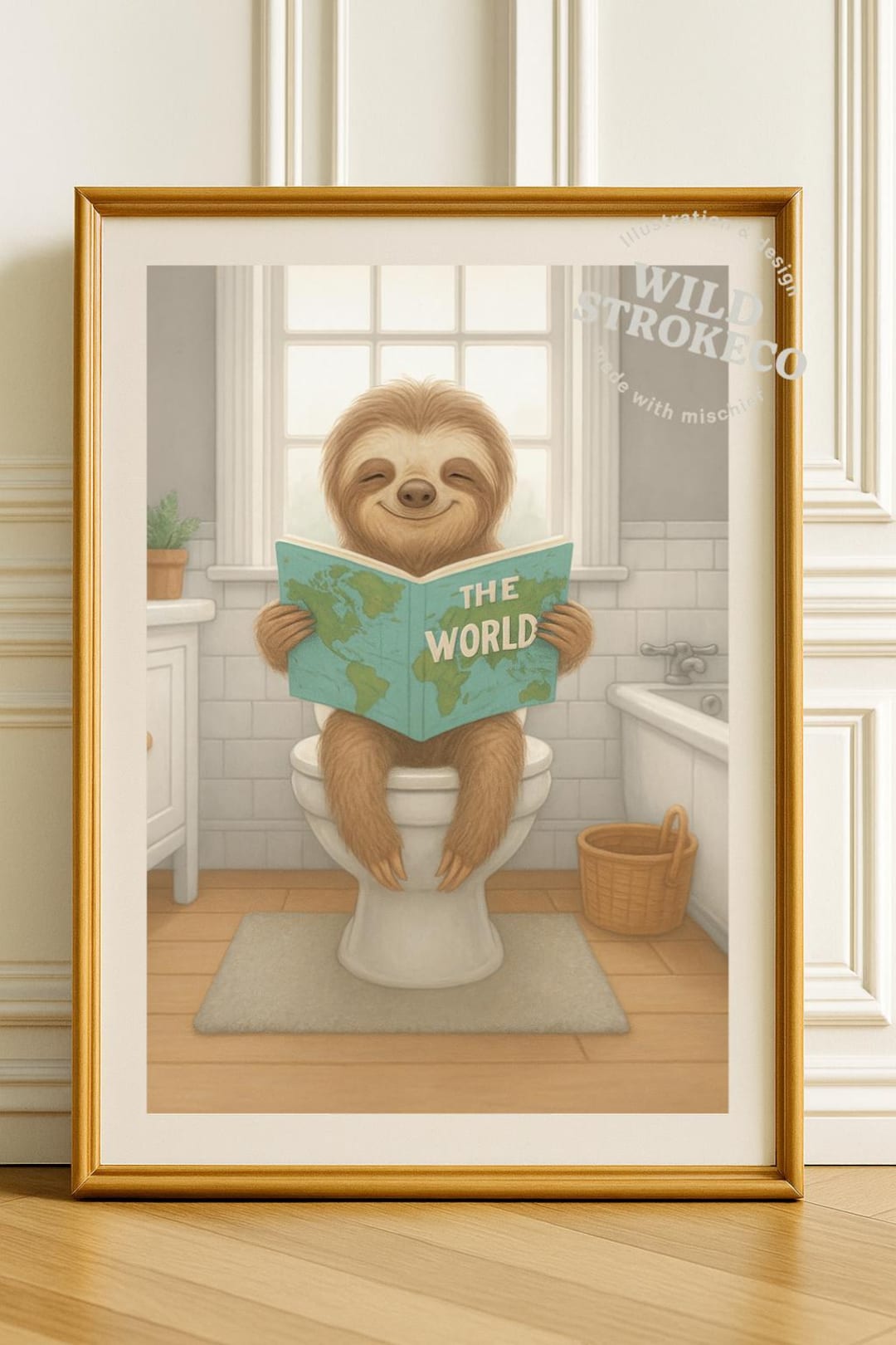 Sloth on the Loo Wall Art Printable – Funny Bathroom Animal Decor ...
