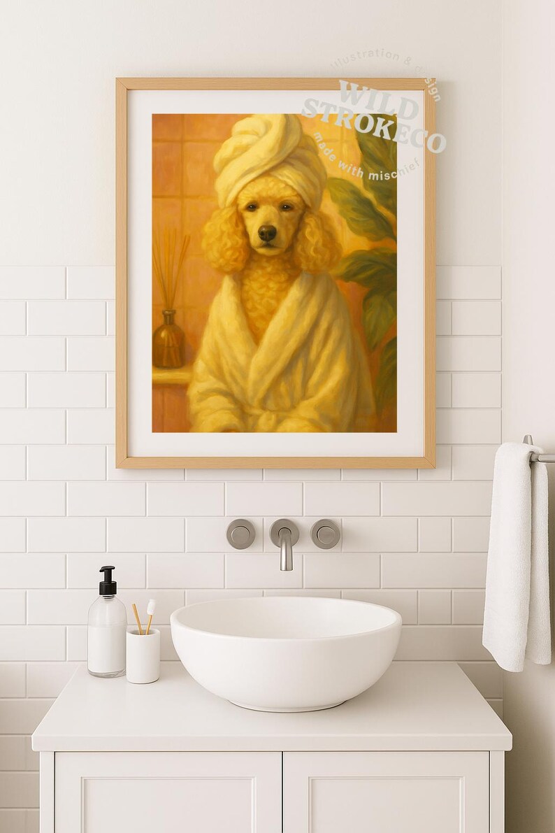 Poodle Spa Day Wall Art Printable – Funny Bathroom Dog Decor, Glamorous ...