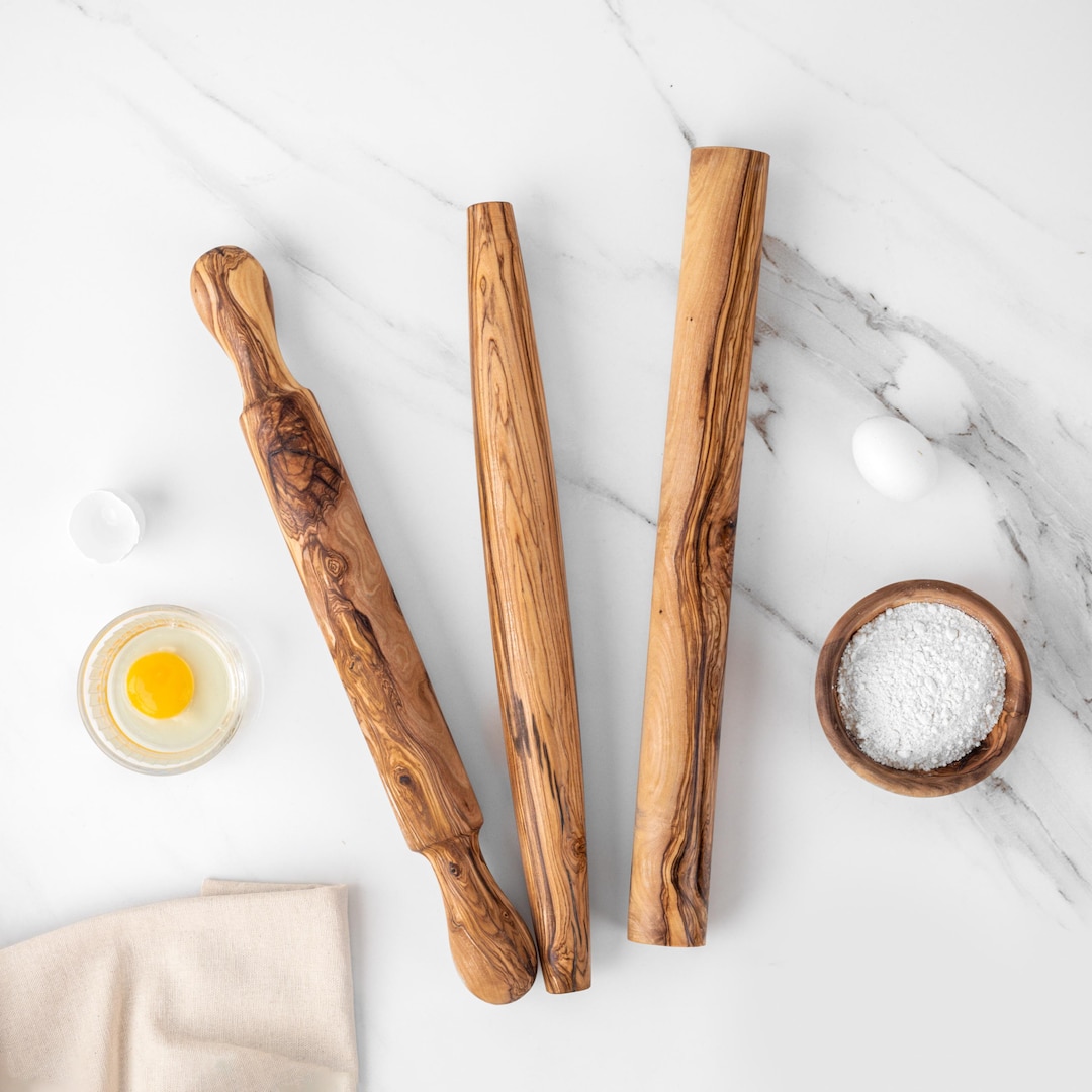 Handmade Olive Wood Rolling Pin: Handled, French and Straight, Gift for ...
