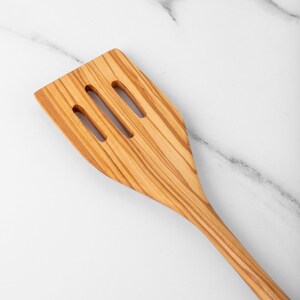 Set of Olive Wood Slotted Turner Spatulas Handmade Durable Slotted ...