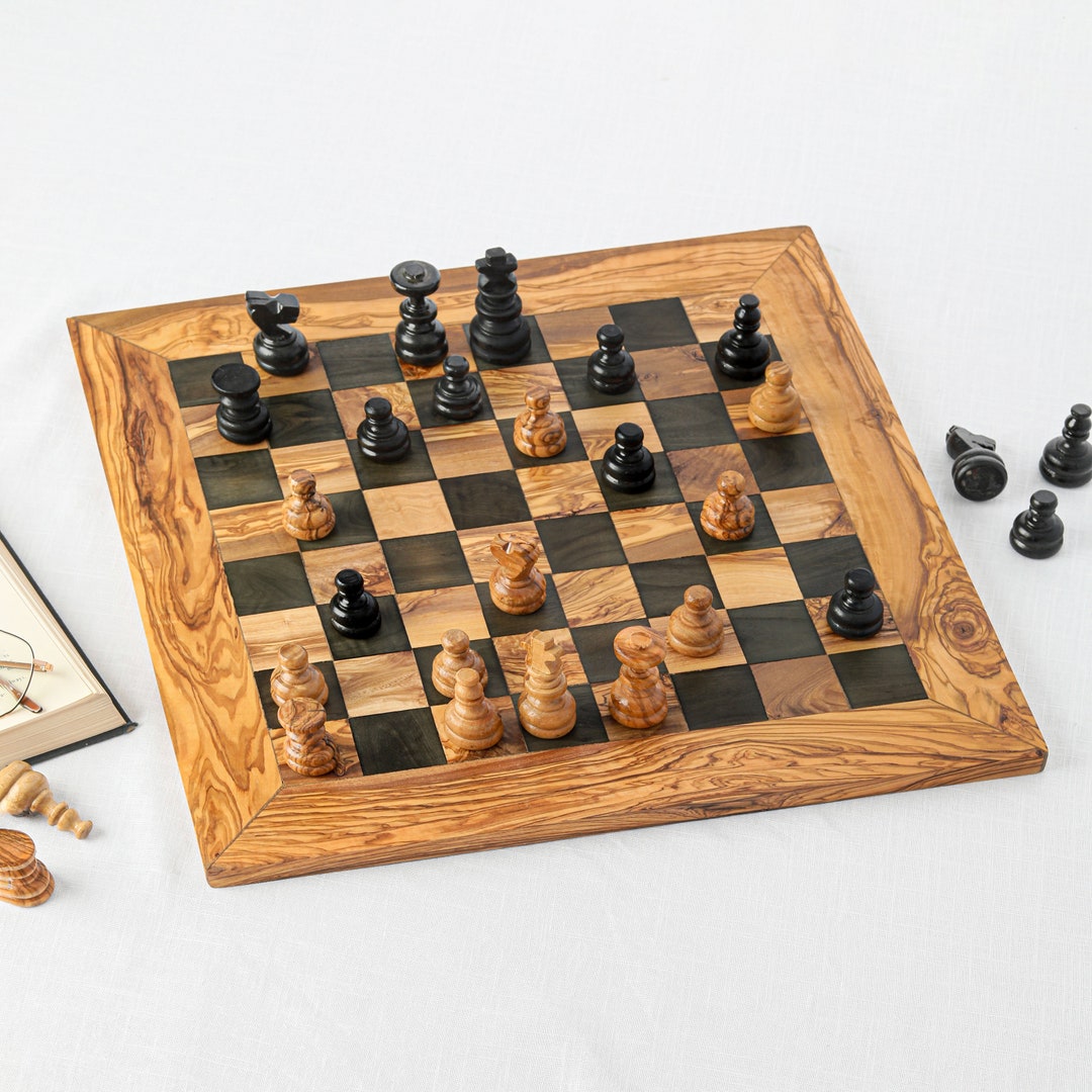 Olive Wood Chess Set Handmade With Hand-carved Chess Pieces Wooden ...