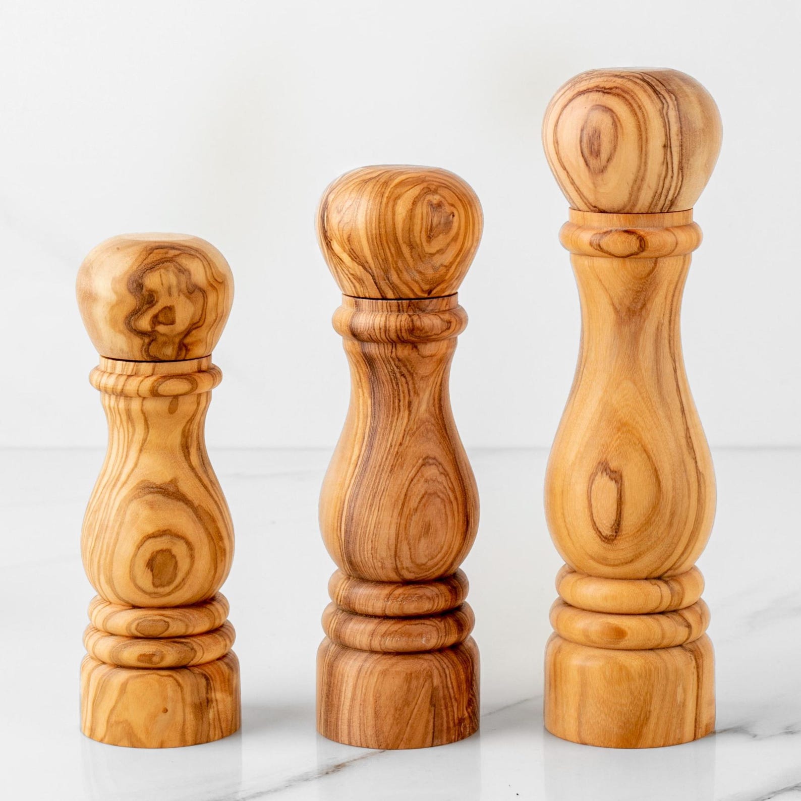 Handmade Olive Wood Salt & Pepper Mill: Gourmet Spice Grinder, Free ...