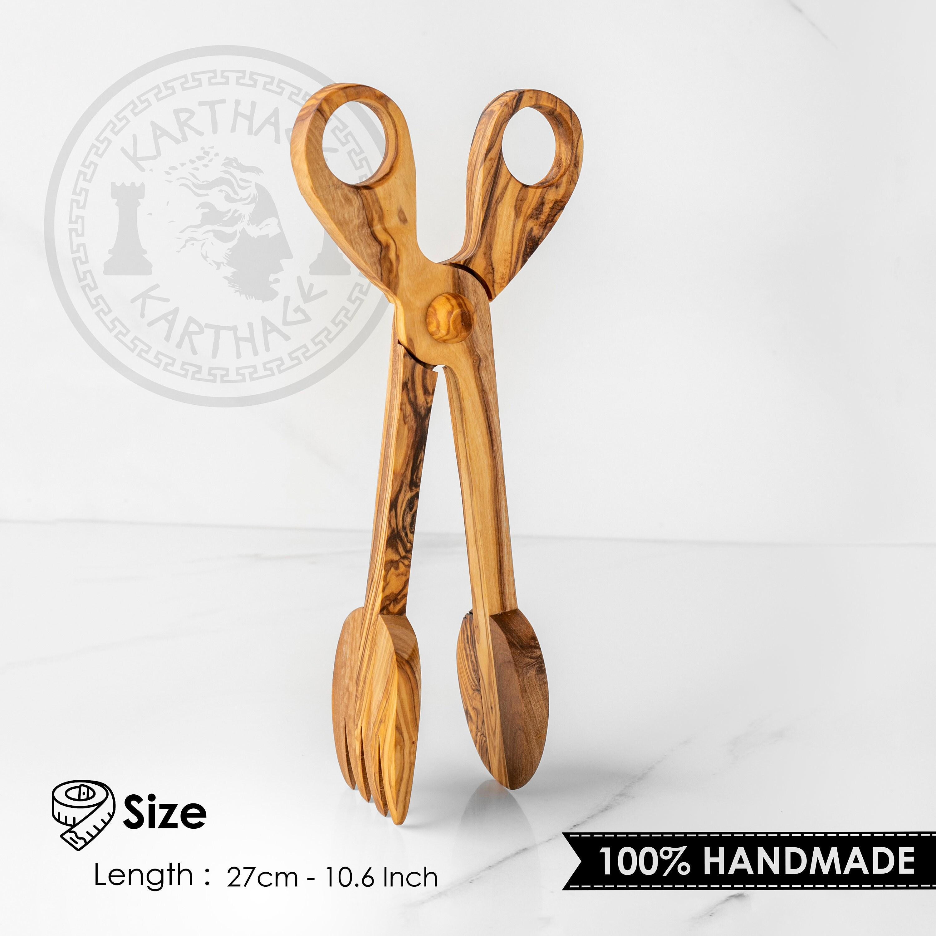 Handmade Olive Wood Salad Tongs: Mediterranean BBQ Serving Utensils - Etsy