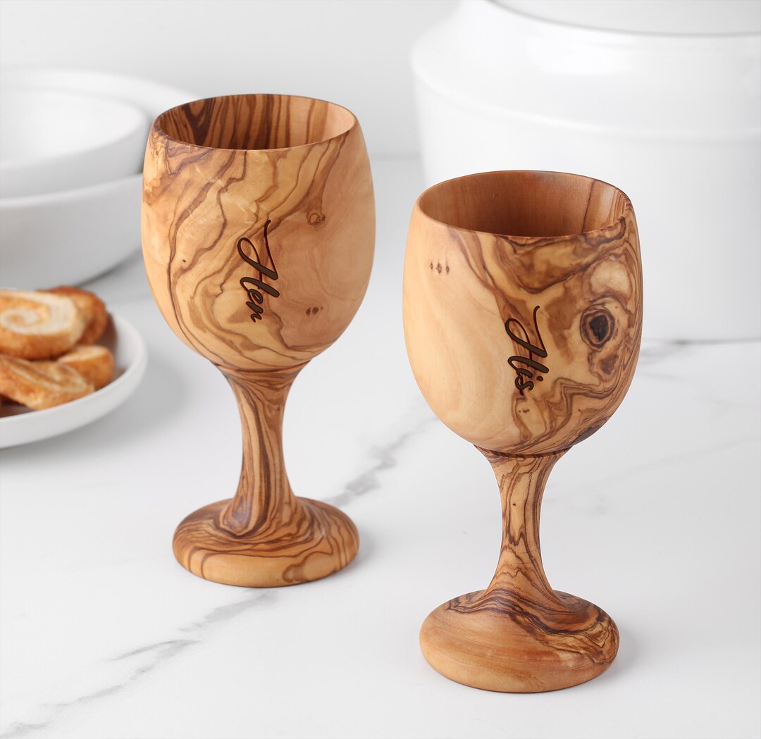 Wooden Goblets Handmade From Olive Wood - Wooden Glasses & Chalice ...