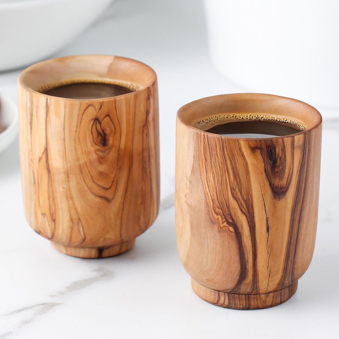 Handmade Olive Wood Cup: Personalized Wooden Mug With Gift Beeswax Kit ...