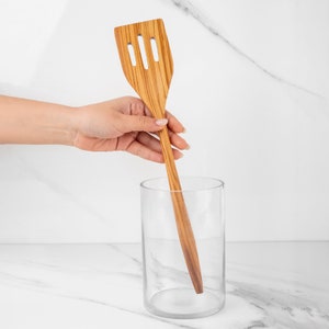 Set of Olive Wood Slotted Turner Spatulas Handmade Durable Slotted ...