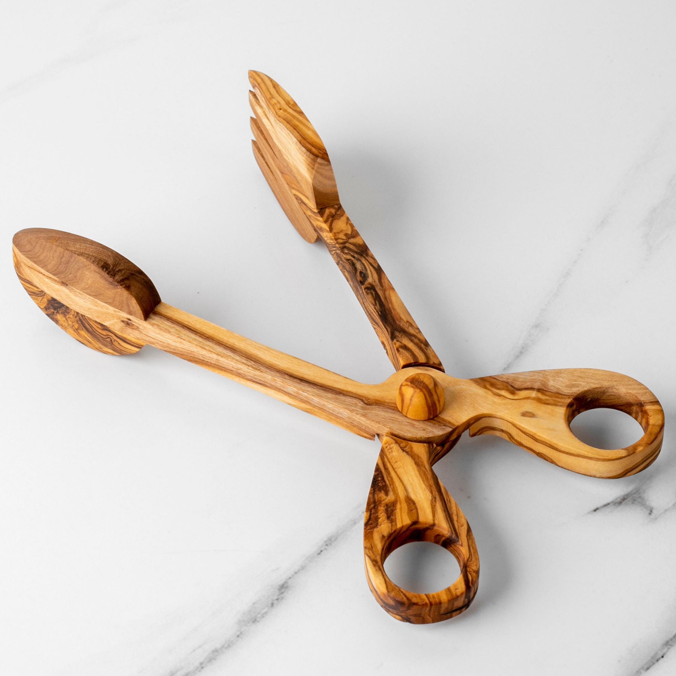 Handmade Olive Wood Salad Tongs: Mediterranean BBQ Serving Utensils - Etsy
