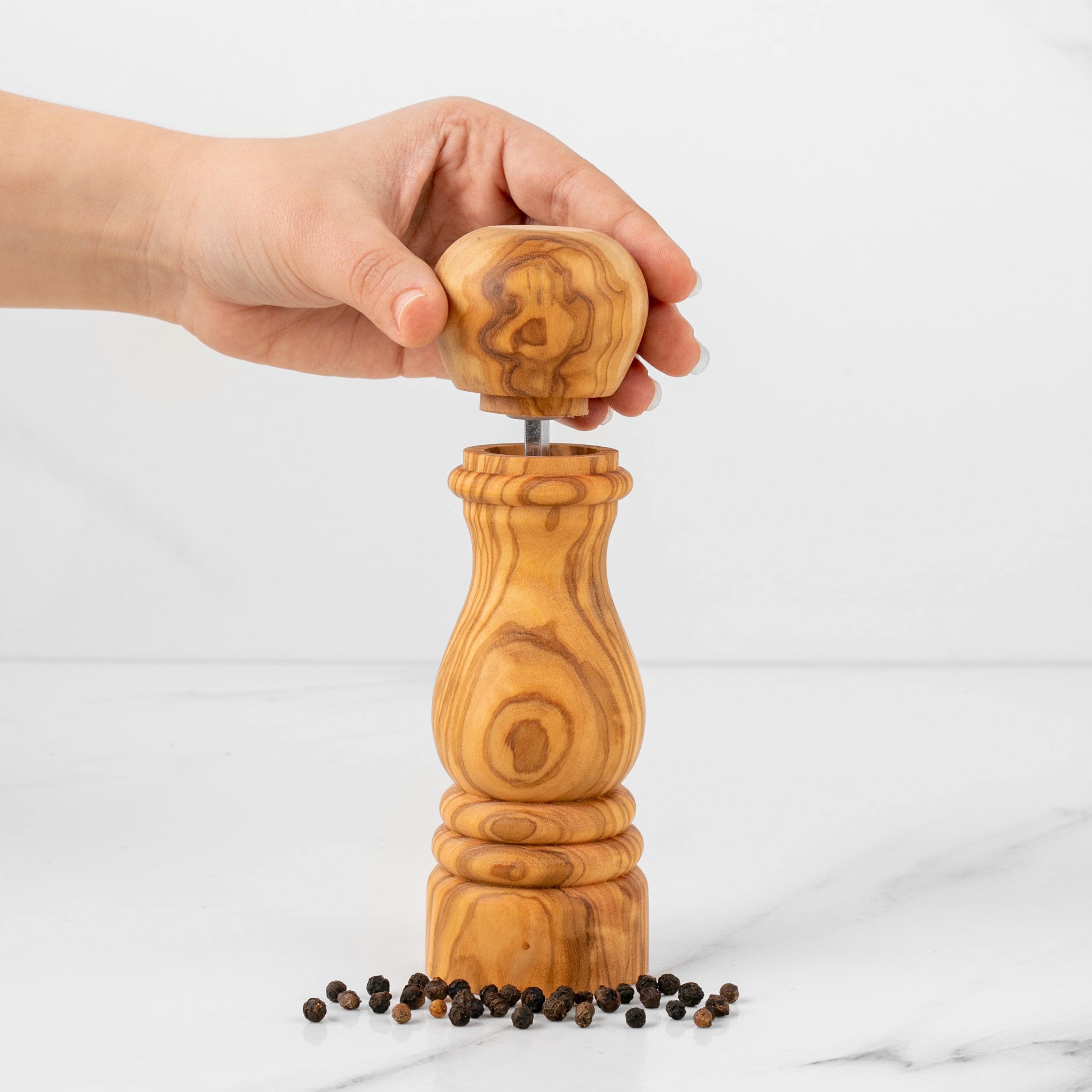 Handmade Olive Wood Salt & Pepper Mill: Gourmet Spice Grinder, Free ...