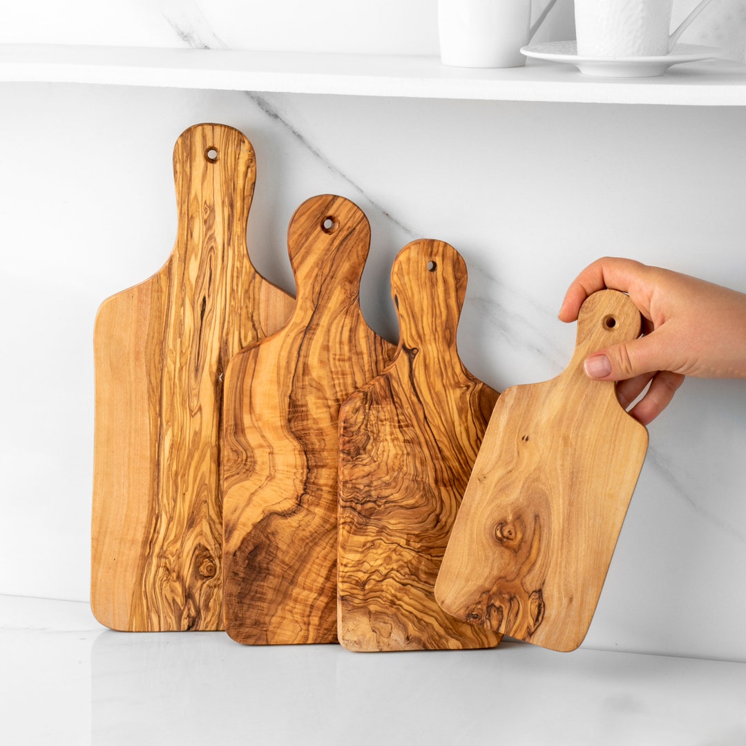 Olive Wood Cutting Board With Handle Handmade Chopping Board Set Gift ...