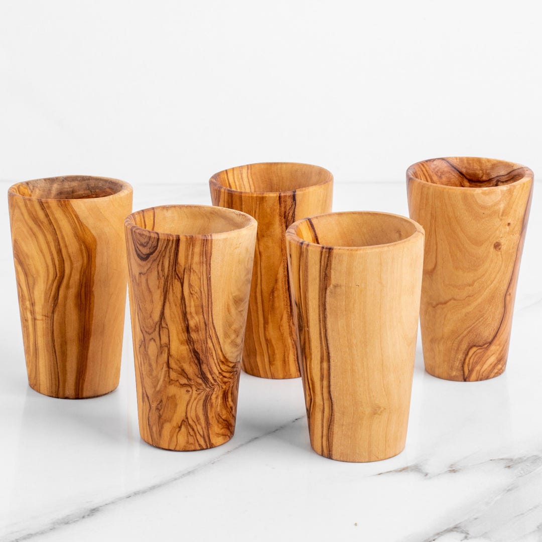 Handmade Olive Wood Cups: Artisan Mugs +gift Beeswax Kit - Etsy