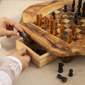 Rustic Olive Wood Chess Set Handmade Unique Christmas Chess Gifts for ...