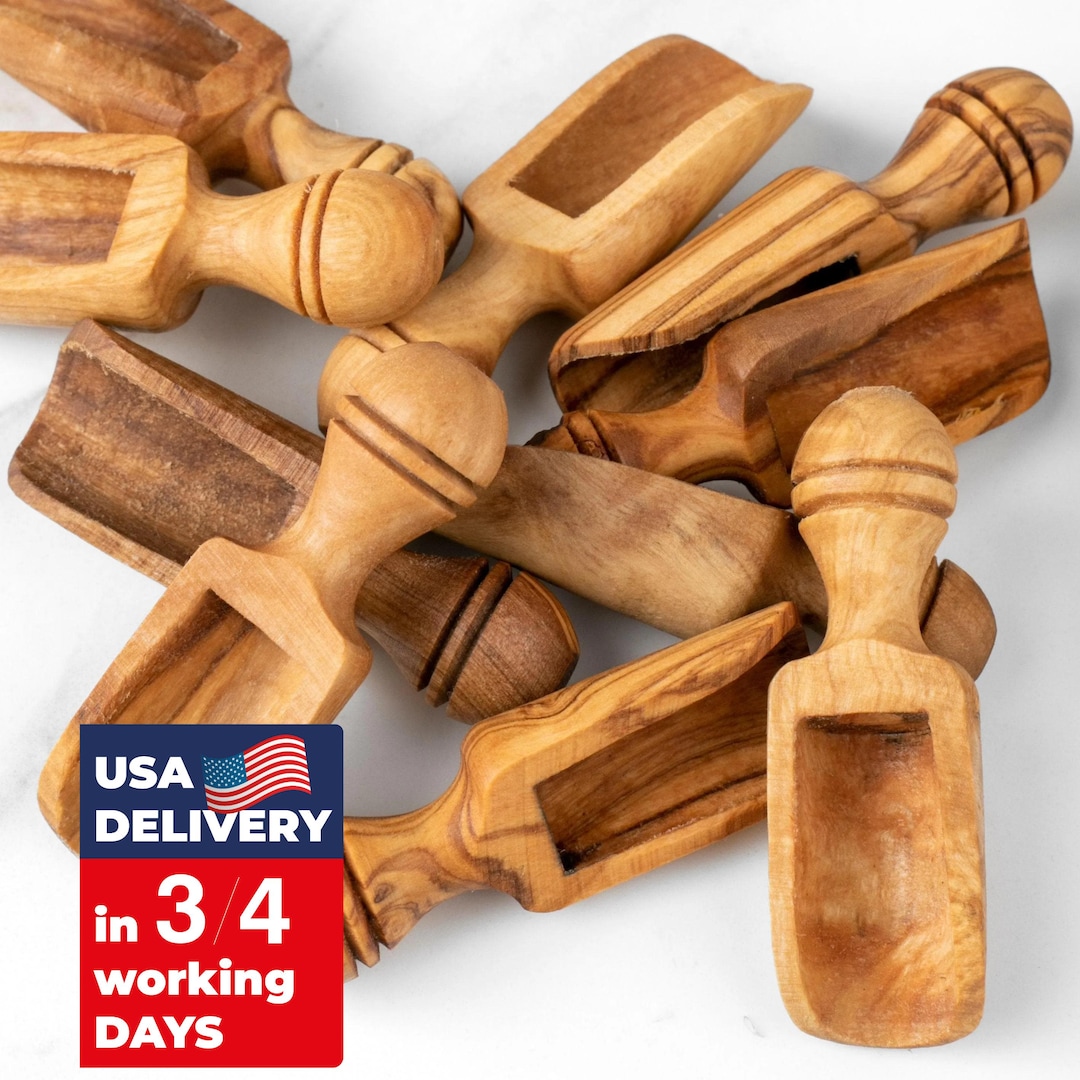 Handmade Olive Wood Spice Scoops: Rustic Pantry Spoons, Multiple Sizes ...