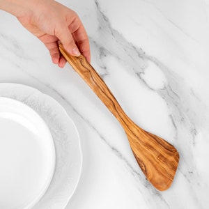 Non-stick Corner Spatula Handmade From Olive Wood Eco-friendly Wooden ...
