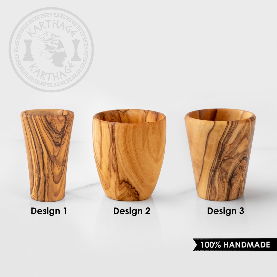 Handmade Olive Wood Shot Glasses: Personalized Drink Lover Gift ...
