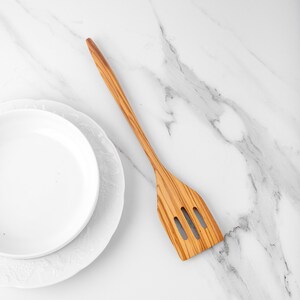 Set of Olive Wood Slotted Turner Spatulas Handmade Durable Slotted ...