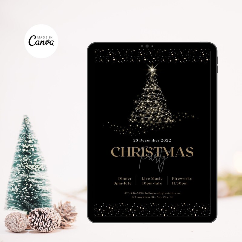 Christmas Party Invitation Canva Template Etsy
