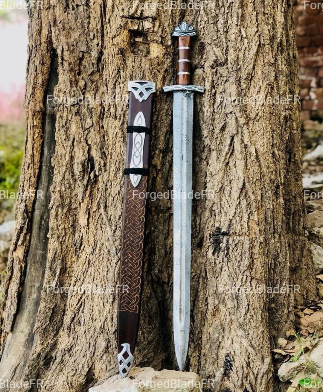 Hand Forged Damascus Steel Viking Sword Sharp / Battle Ready Medieval ...