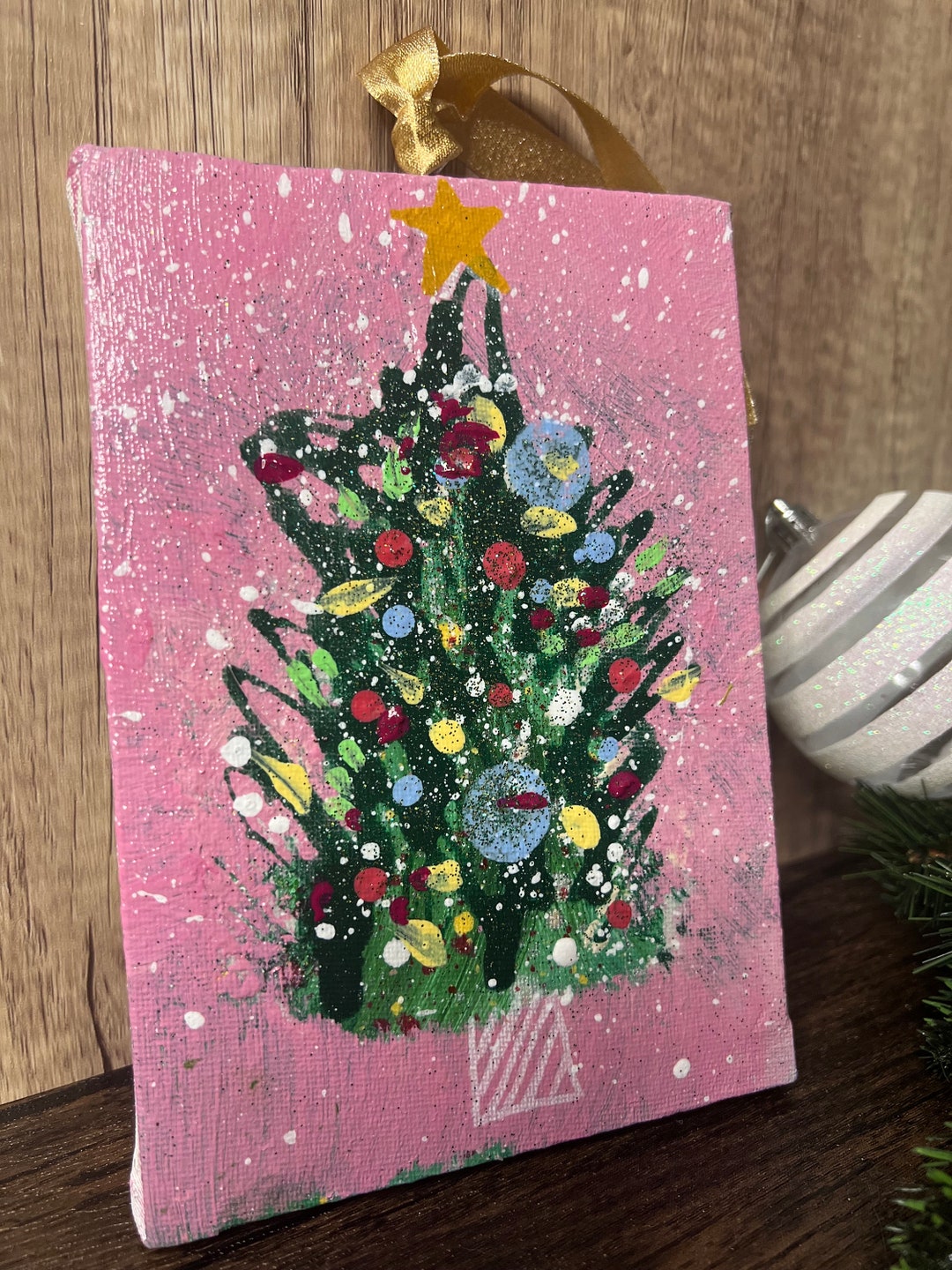Christmas Ornament- Acrylic Painting on Canvas- A10 - Etsy