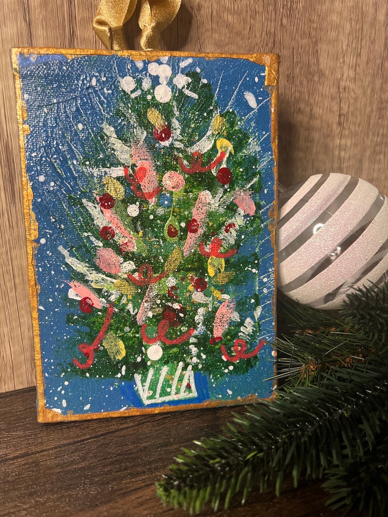 Christmas Ornament- Acrylic Painting on Canvas- B8 - Etsy