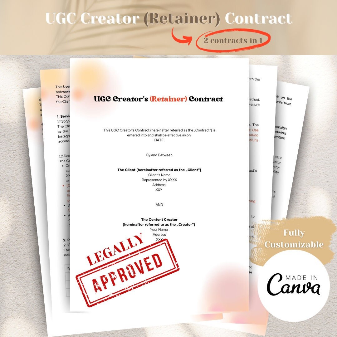 UGC Creator Contract Template Legally Approved Customizable UGC ...