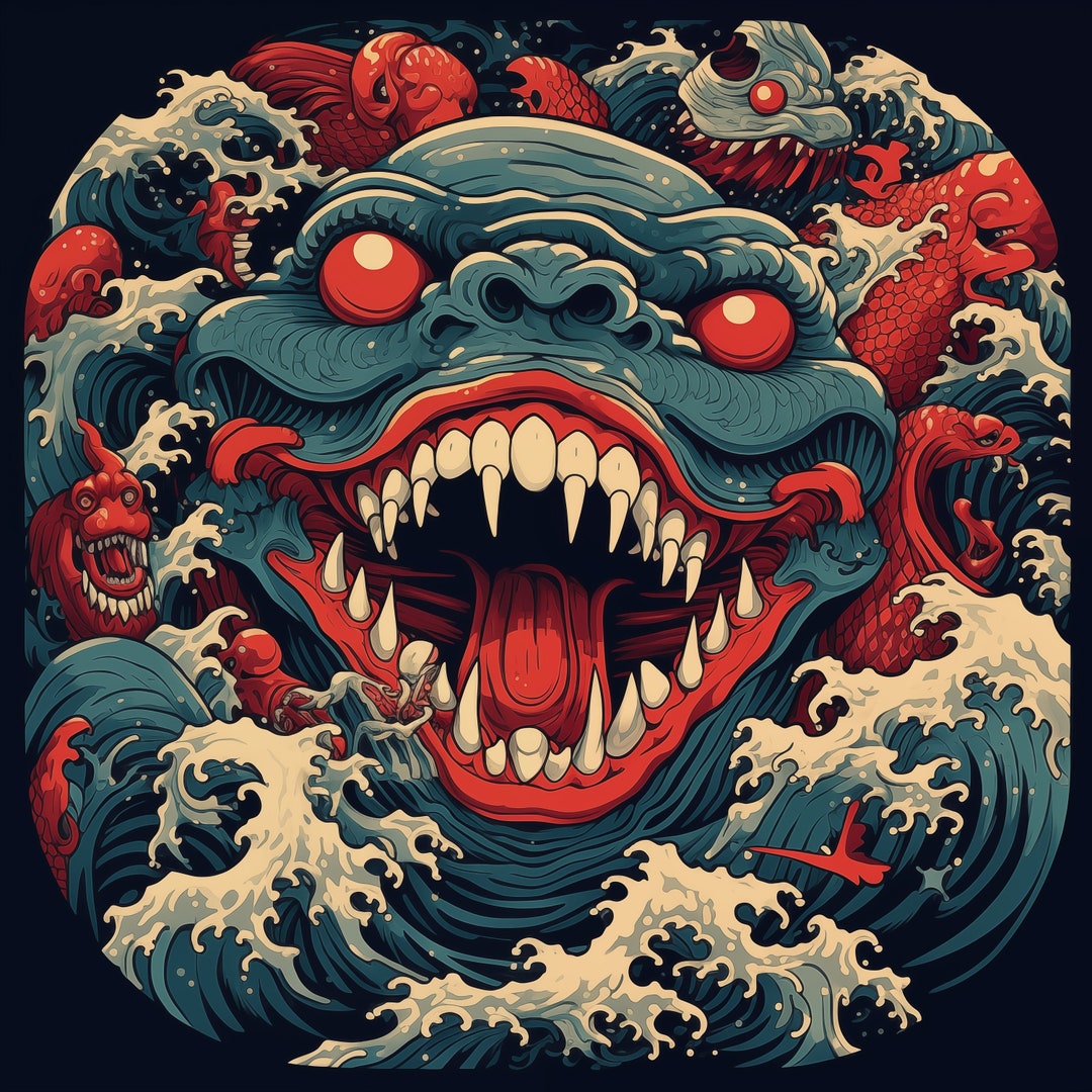 Umihebi Oni Sticker Design - Etsy