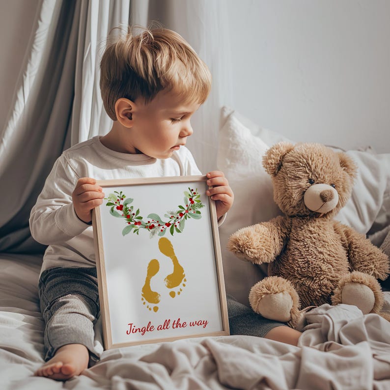 Printable Christmas Footprint Craft, Jingle All the Way Keepsake, Baby ...