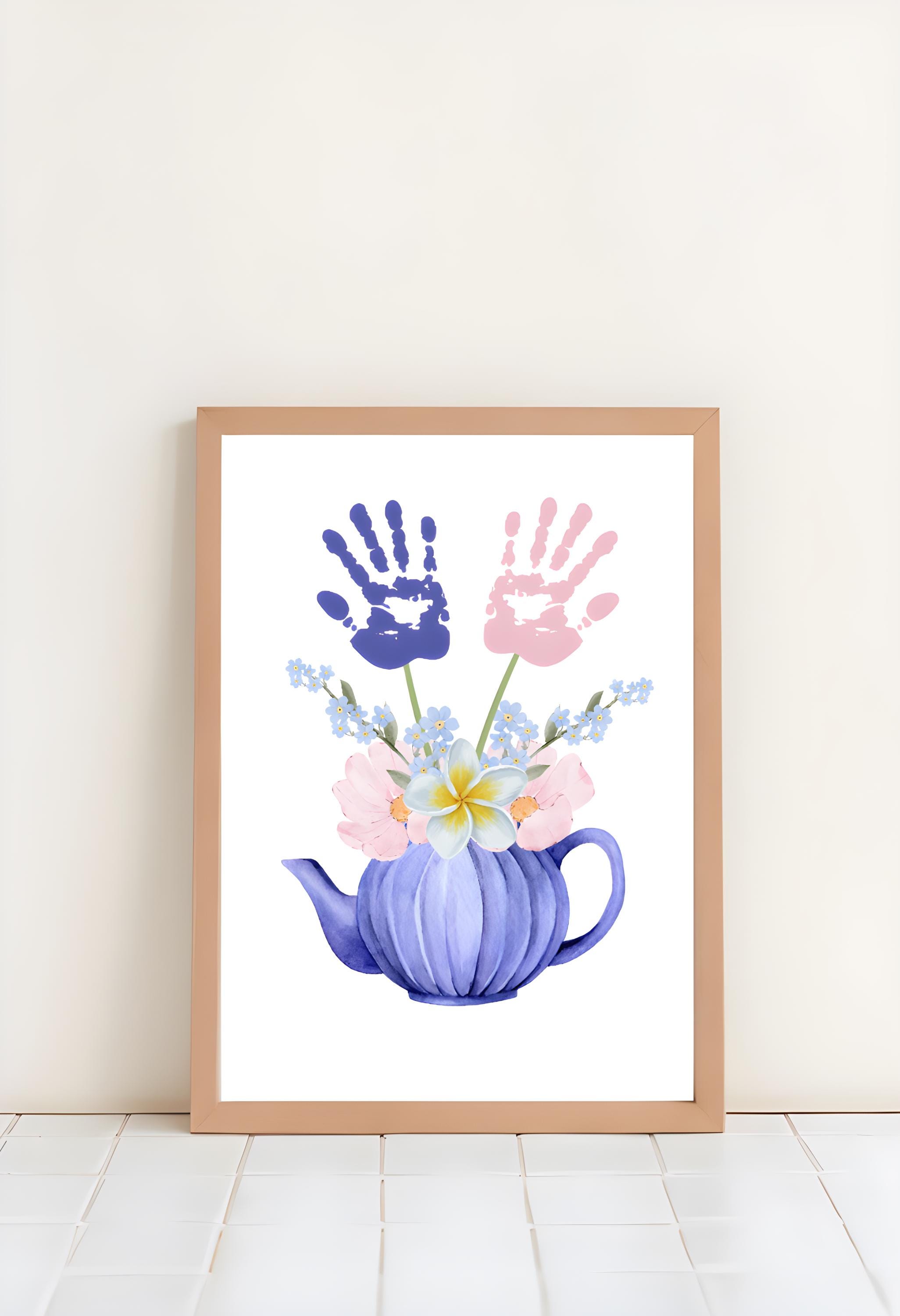 Flower Handprint Craft Art, Printable, Mothers Day, Mother's Day, for ...