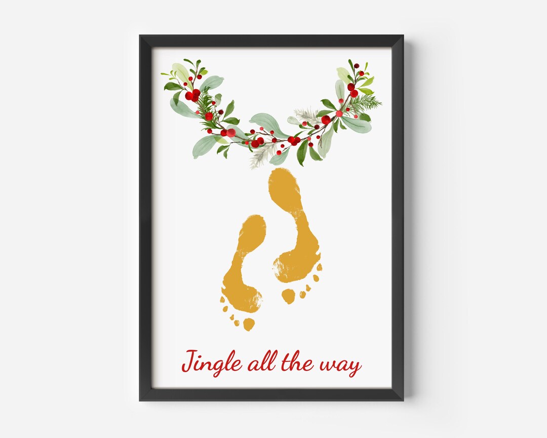 Printable Christmas Footprint Craft, Jingle All the Way Keepsake, Baby ...